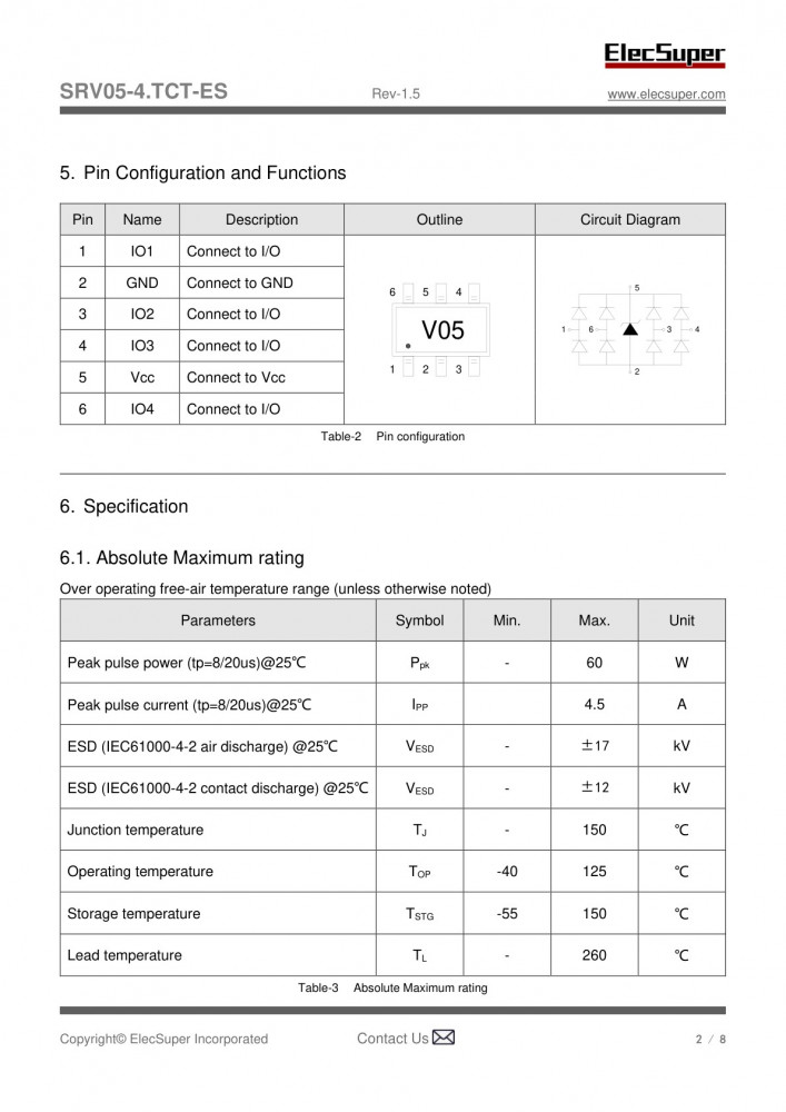 SRV05-4.TCT-ES datasheet page 2