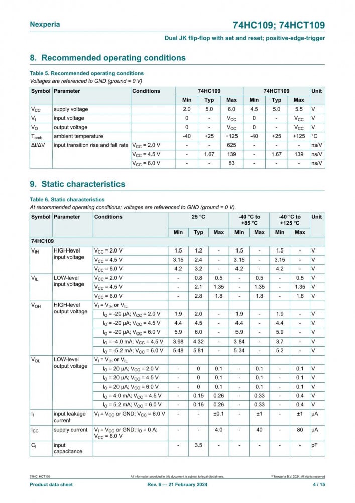 74HC109 datasheet page 4