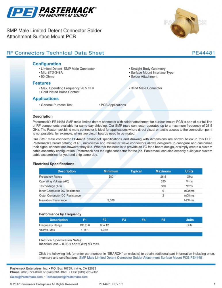 PE44481 datasheet page 1