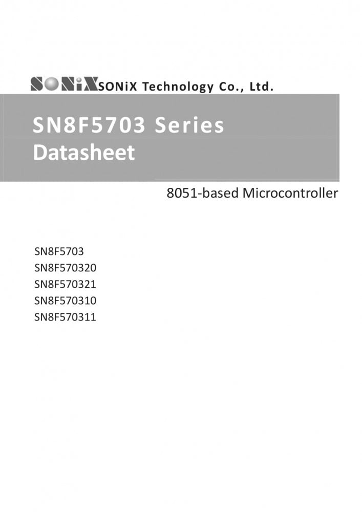 SN8F5703 datasheet page 1