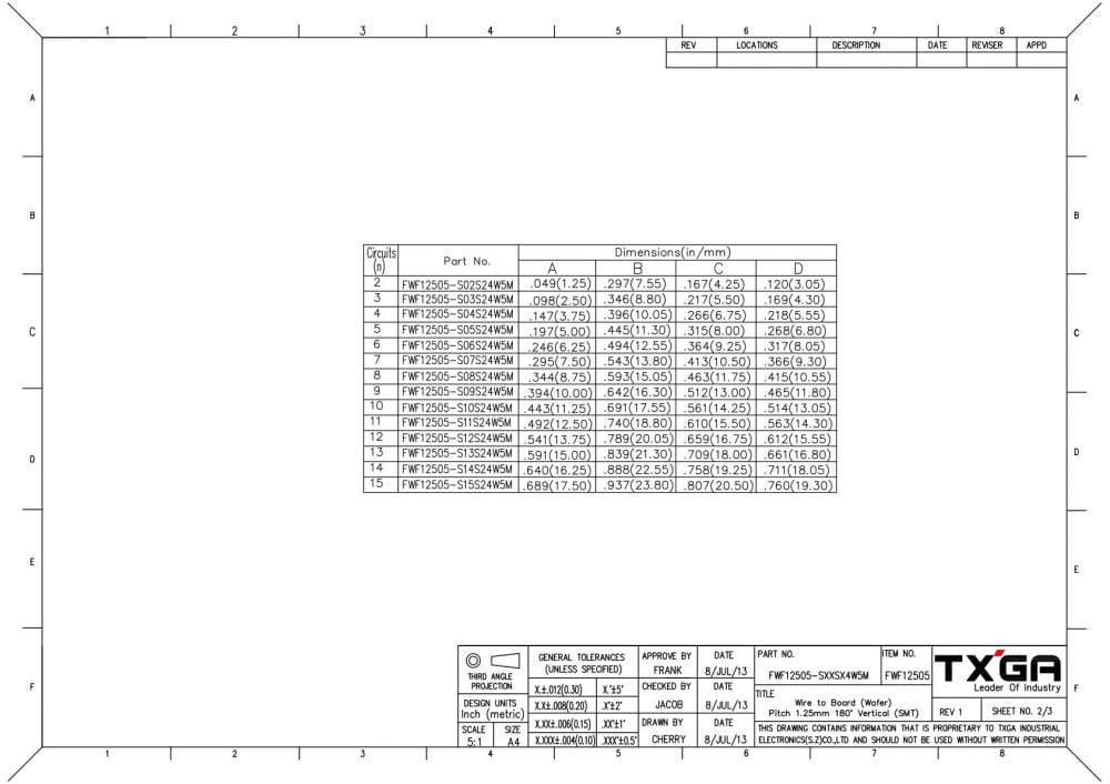 TXGA FWF12505 series technical drawing page 2