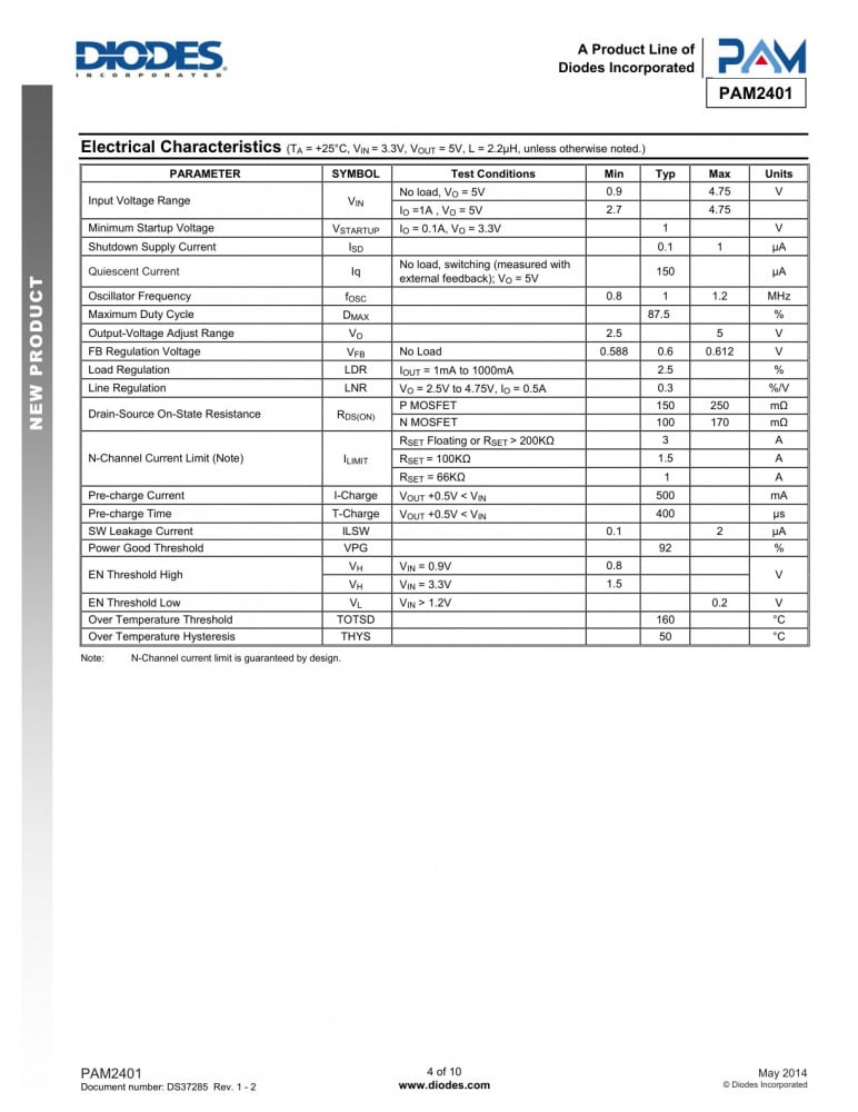 PAM2401 datasheet page 4