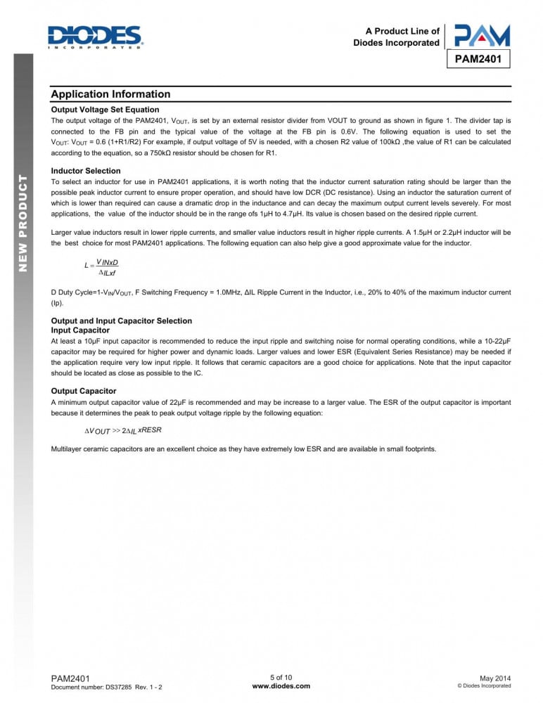 PAM2401 datasheet page 5