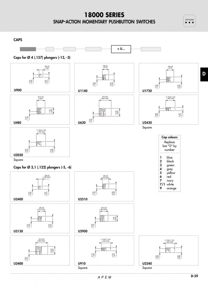 APEM 18000 series document page 10