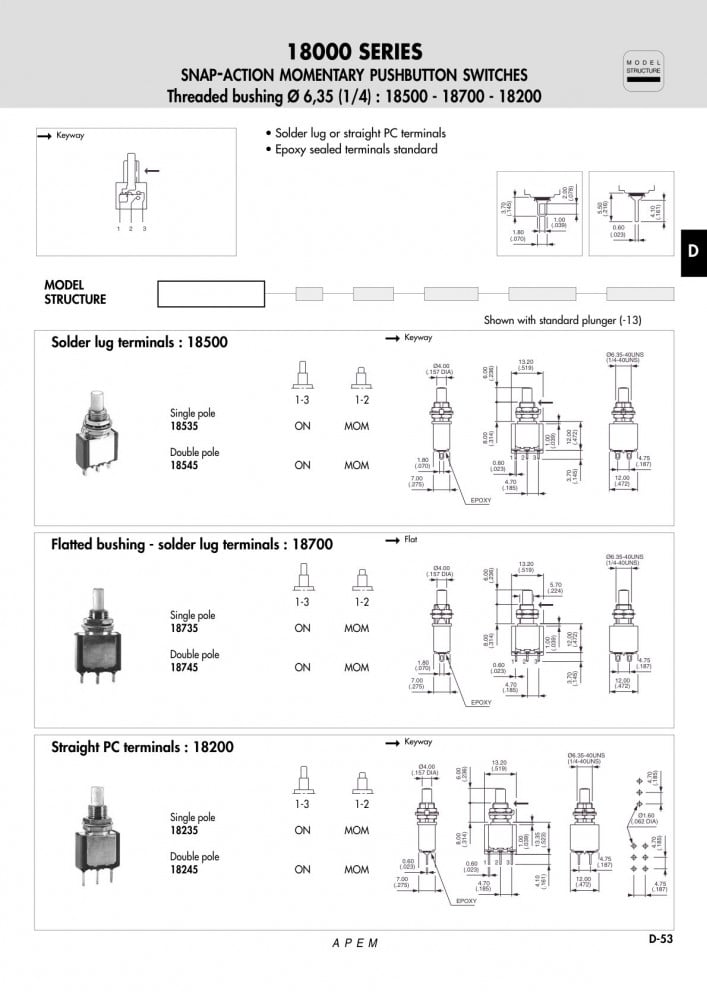 APEM 18000 series document page 4