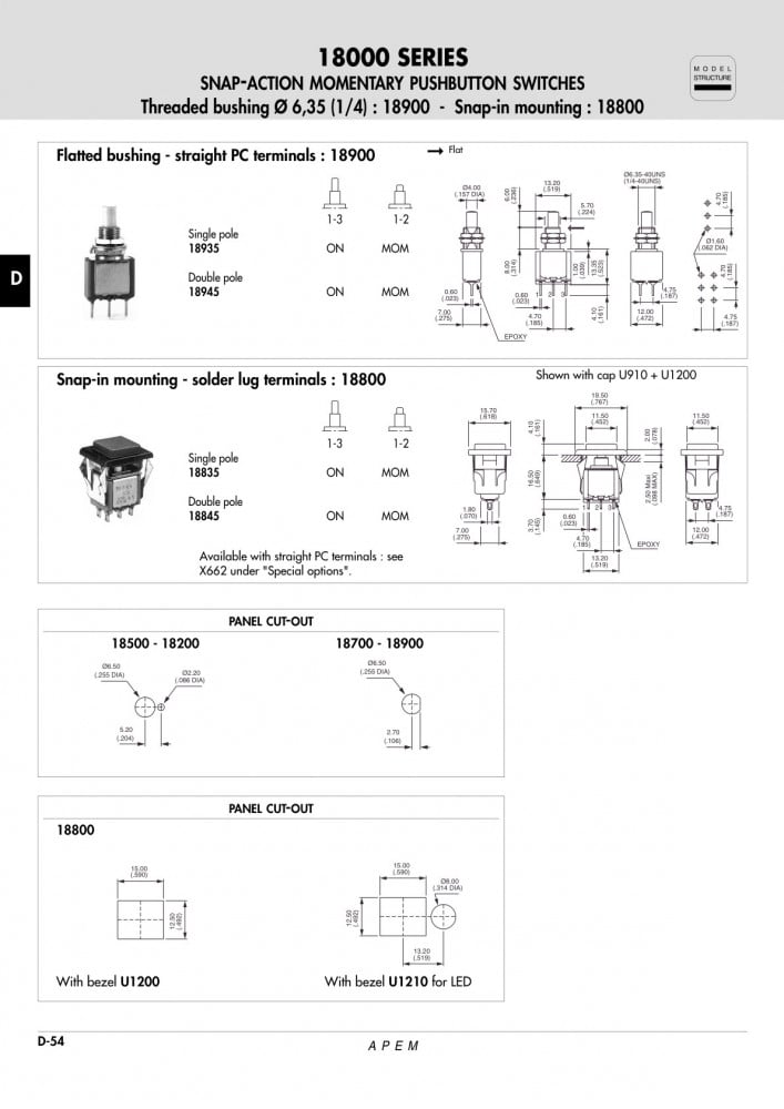 APEM 18000 series document page 5