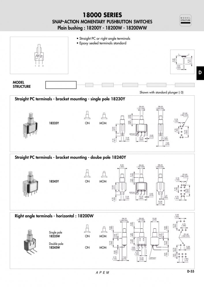 APEM 18000 series document page 6