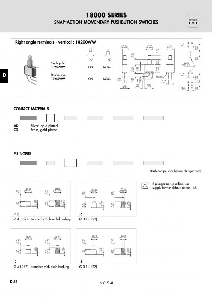 APEM 18000 series document page 7
