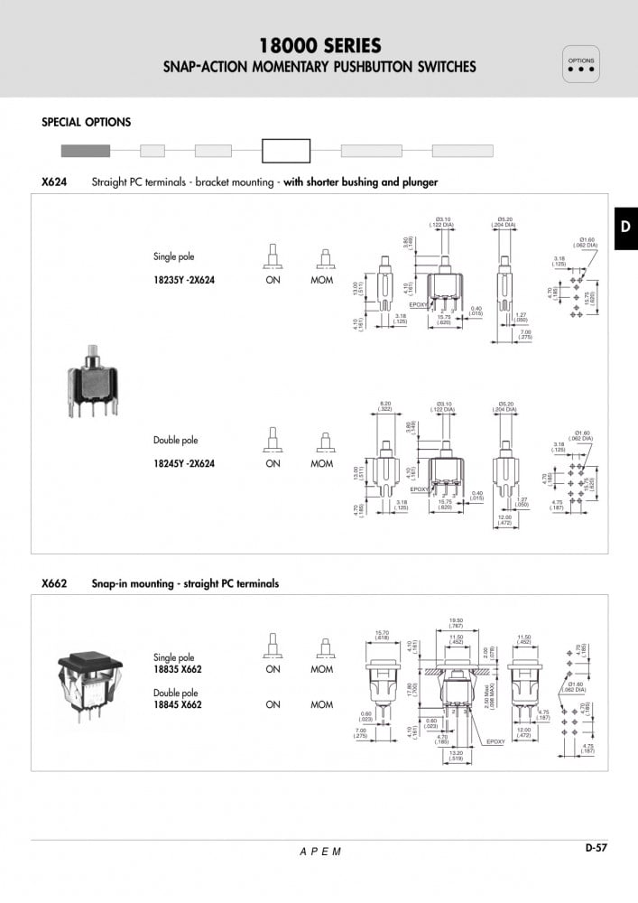 APEM 18000 series document page 8