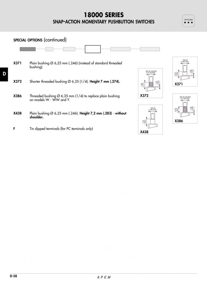 APEM 18000 series document page 9