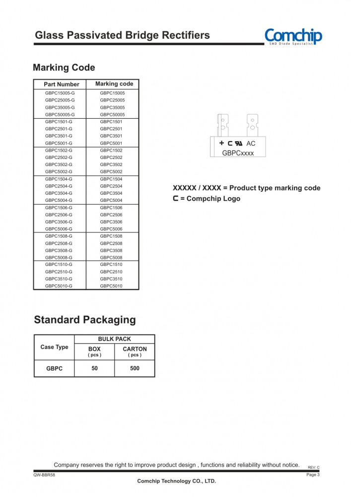 Comchip GBPC1501-G datasheet page 3