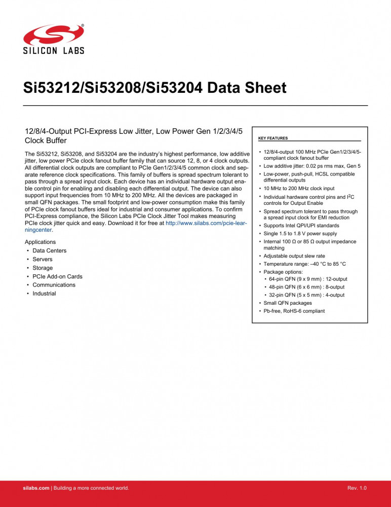 SI53208-A01AGM datasheet page 1