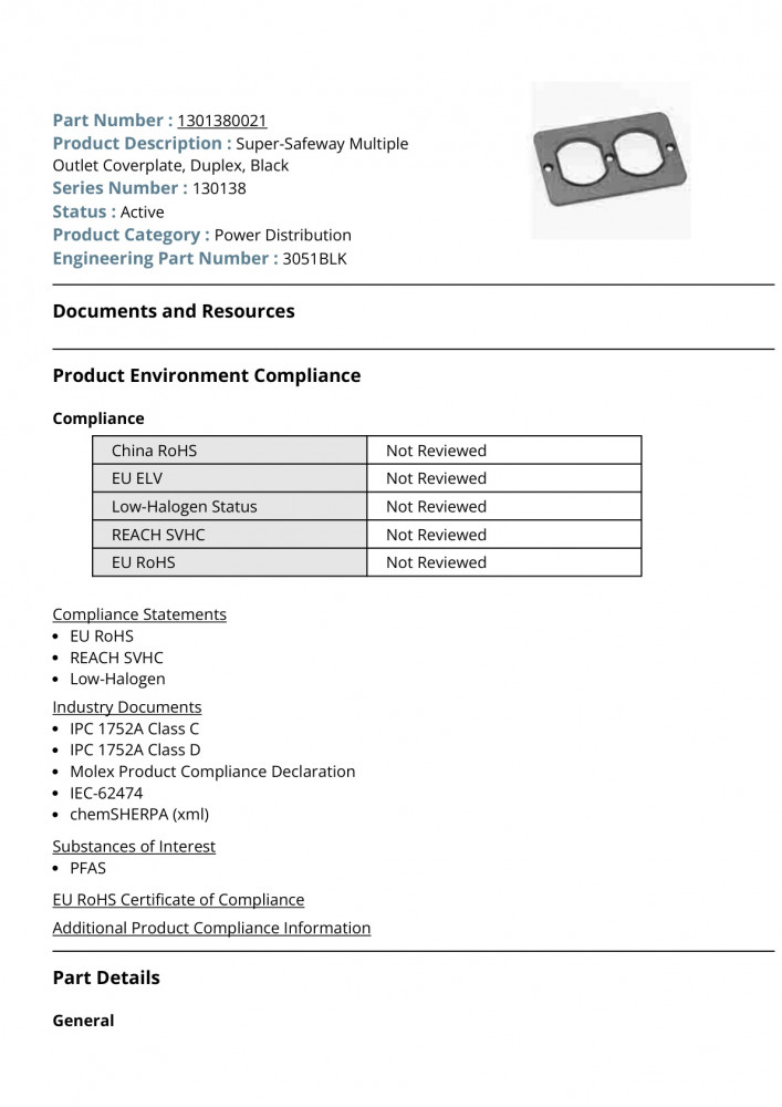 MOLEX 1301380021 product document image 1