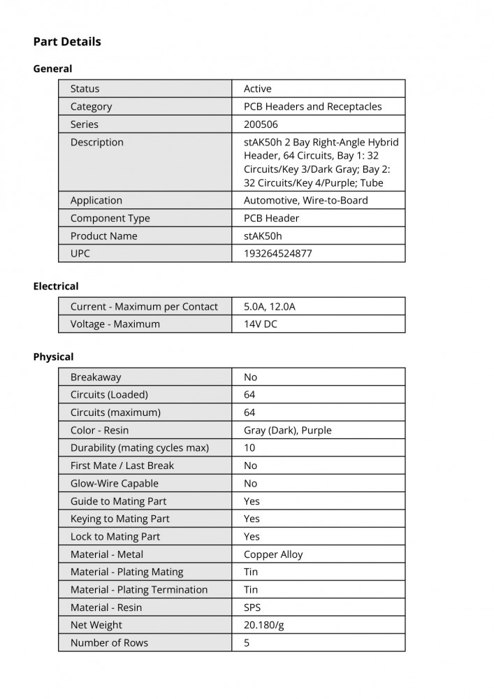 Technical document image 2 for MOLEX 2005062013