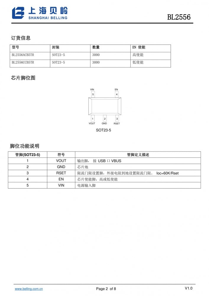 BL2556 datasheet page 2