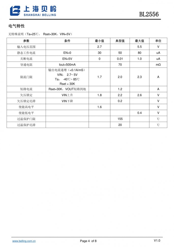 BL2556 datasheet page 4