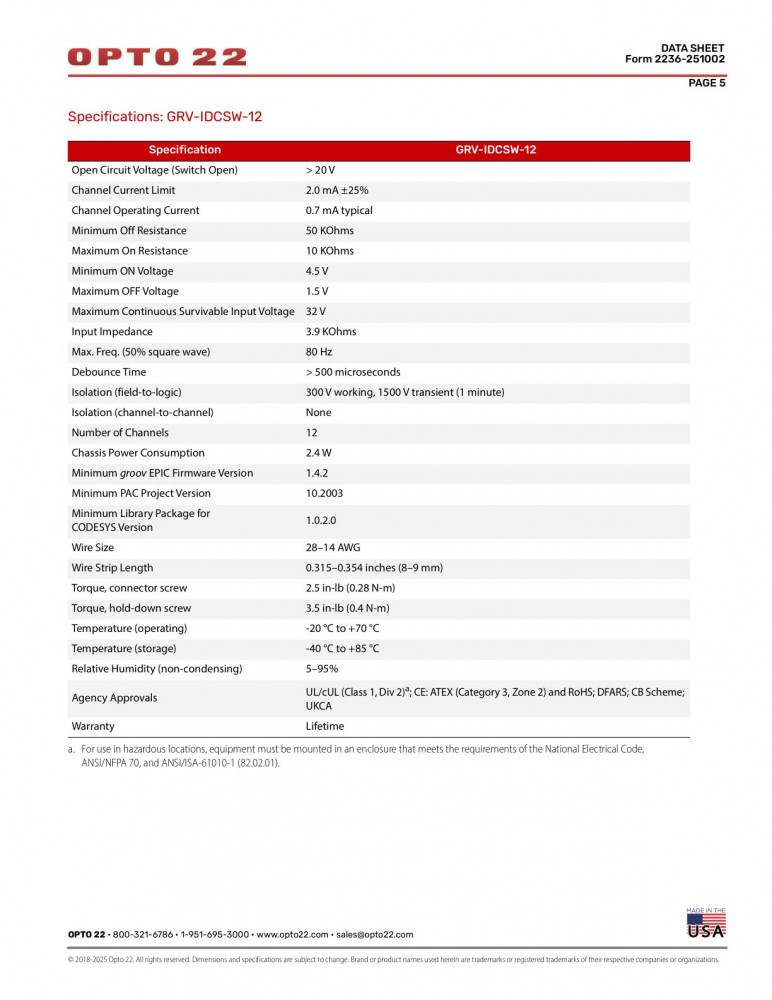 OPTO 22 groov DC input modules datasheet, page 5