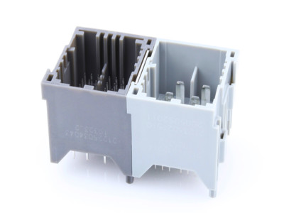 stAK50h Right-Angle Hybrid Header, 12 Circuits, Key 1, Black, Tray
