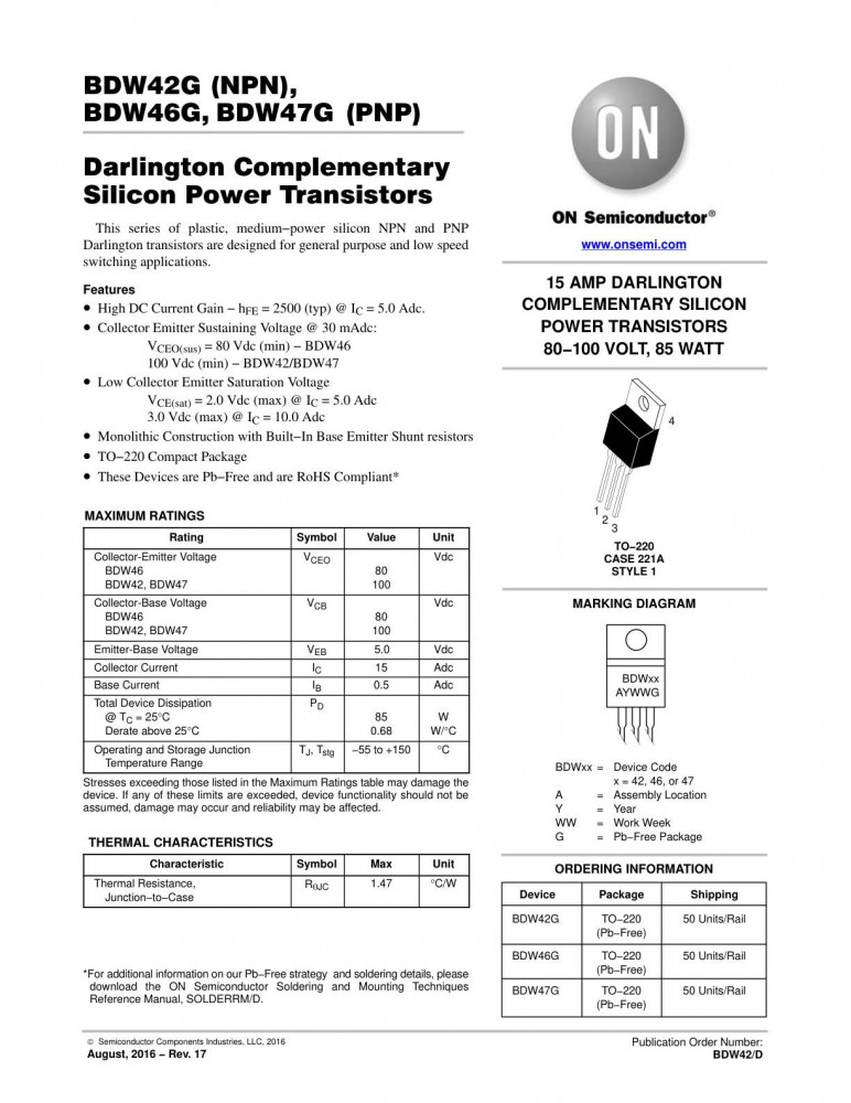 BDW47 datasheet page 1