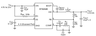 RT8283B - 3A, 23V, 1.2MHz Synchronous Step-Down Converter