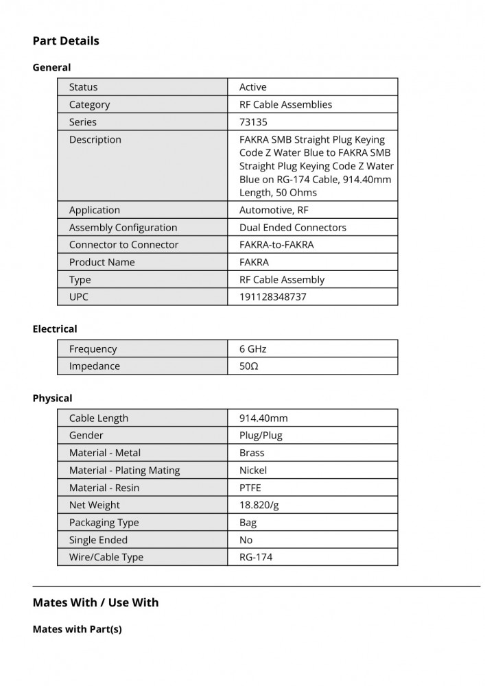 Technical document image 2 for MOLEX 731357750