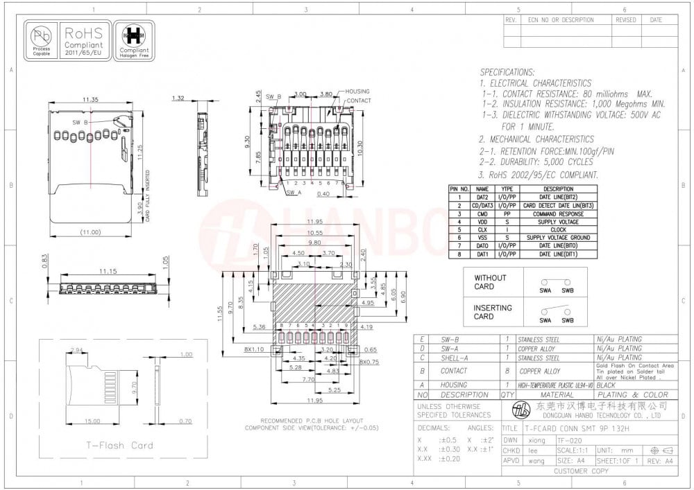 Hanbo Electronic TF-020 technical document preview