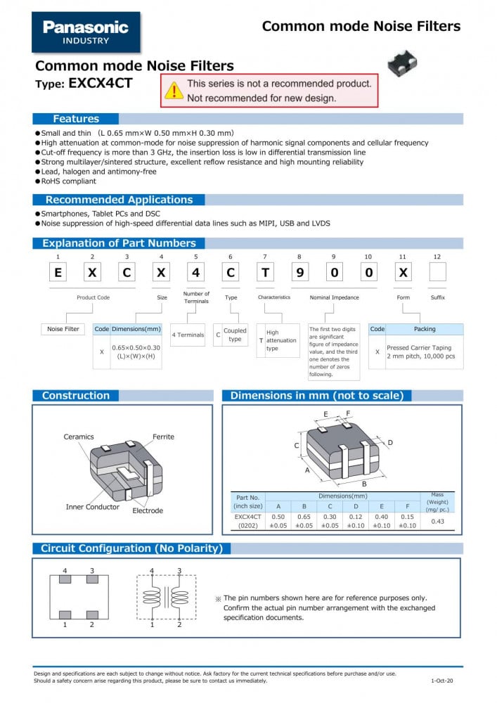 Panasonic EXC-X4CT900X document page 1
