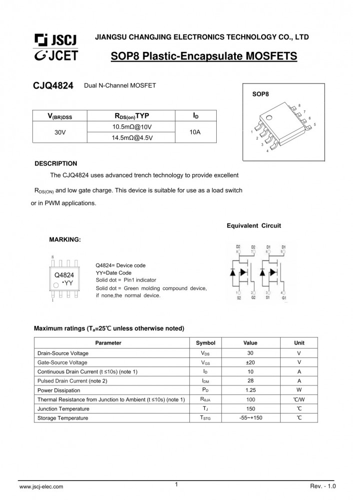 CJQ4824 datasheet page 1