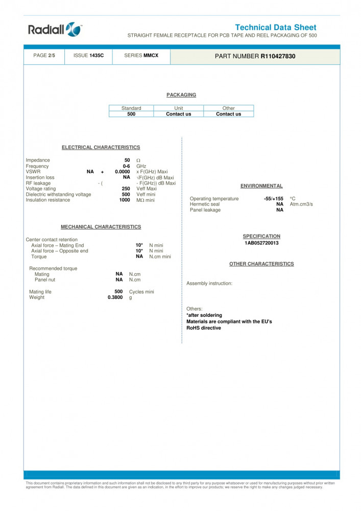 R110427830 datasheet page 2