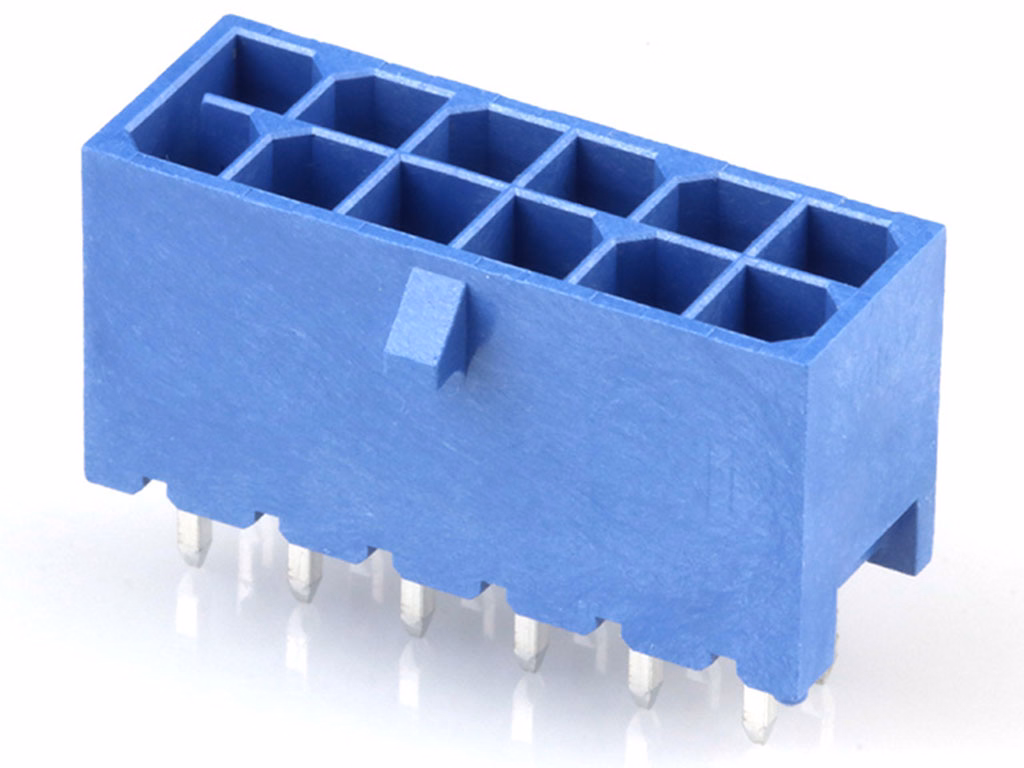 Micro-Fit+ Versa Color Vertical Header, Through Hole, 3.00mm Pitch, Dual Row, 12 Circuits, 0.38µm Gold (Au) Plating, Glow-Wire Capable, Blue, Tray for sale