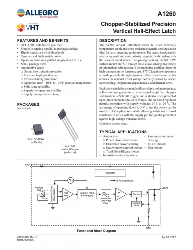 A1260LLHLT-T datasheet page 1
