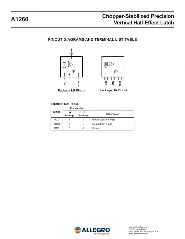 A1260LLHLT-T datasheet page 3