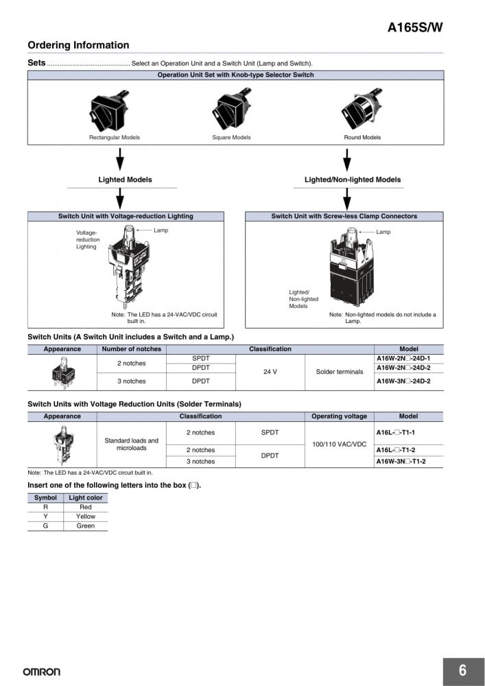 OMRON A165 series datasheet page 6