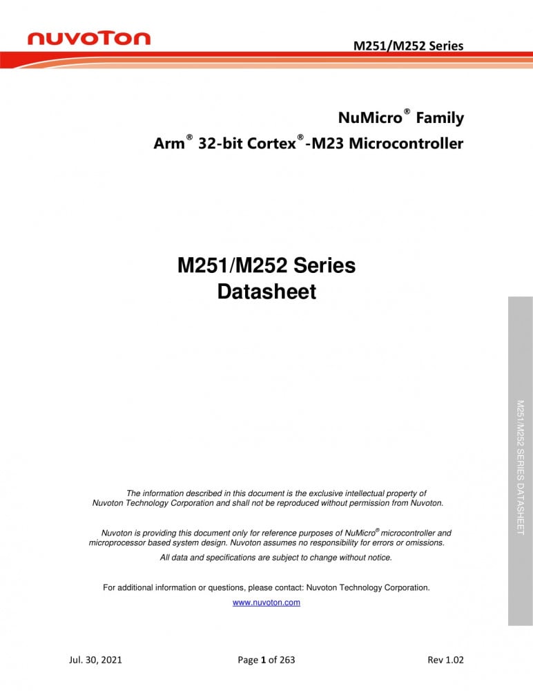 M252 series datasheet page 1