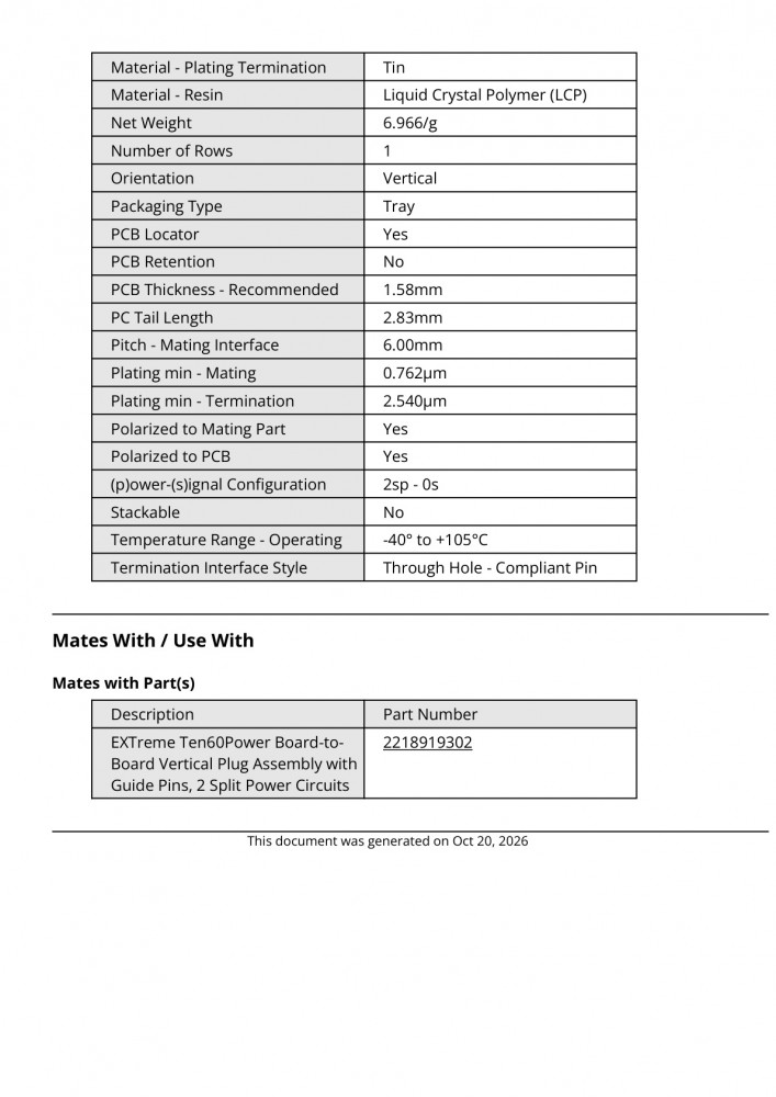 Technical document image 3 for MOLEX 2218929302