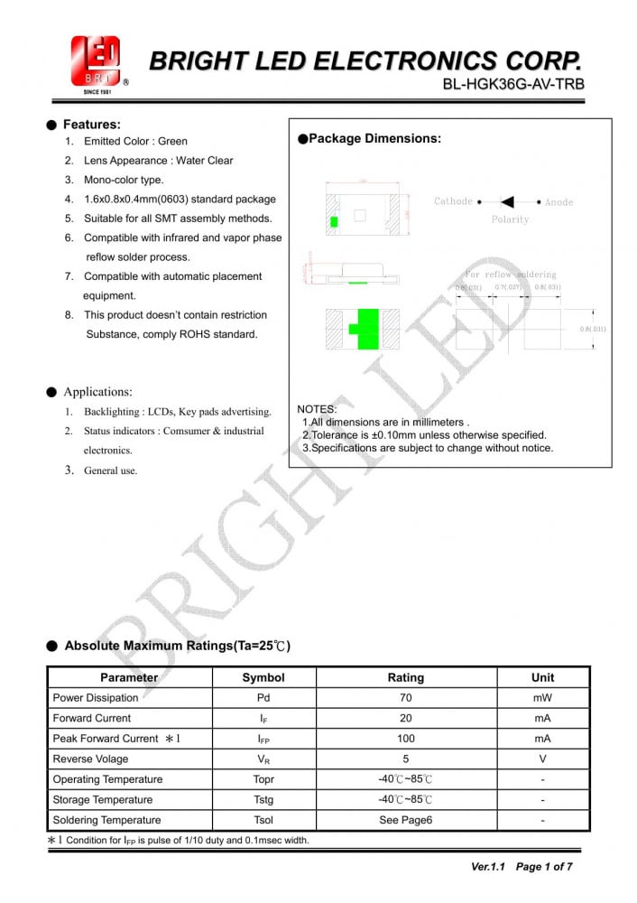 BL-HGK36G-AV-TRB datasheet page 2