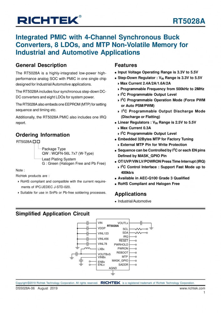 RT5028A technical document page 1