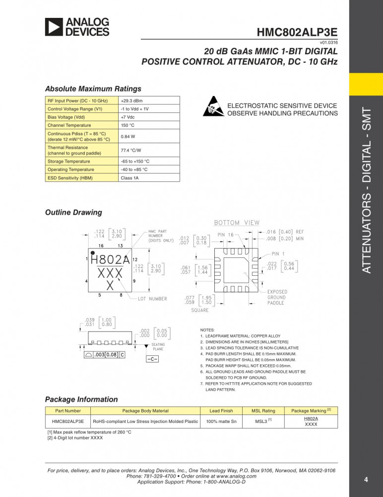 HMC802ALP3E datasheet page 4