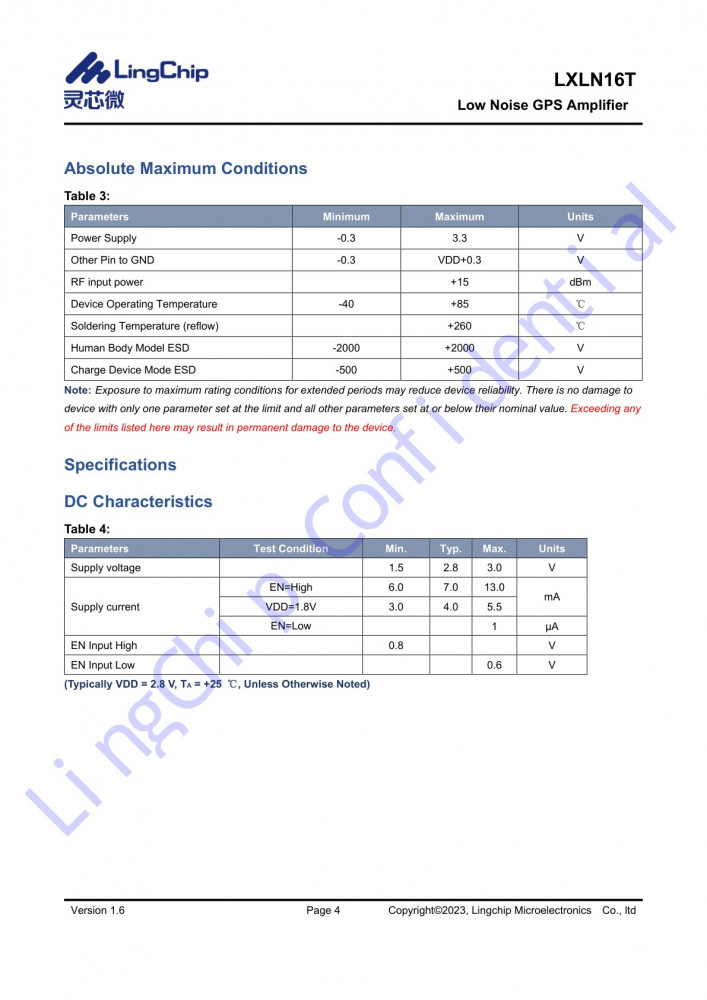 LXLN16T datasheet page 5