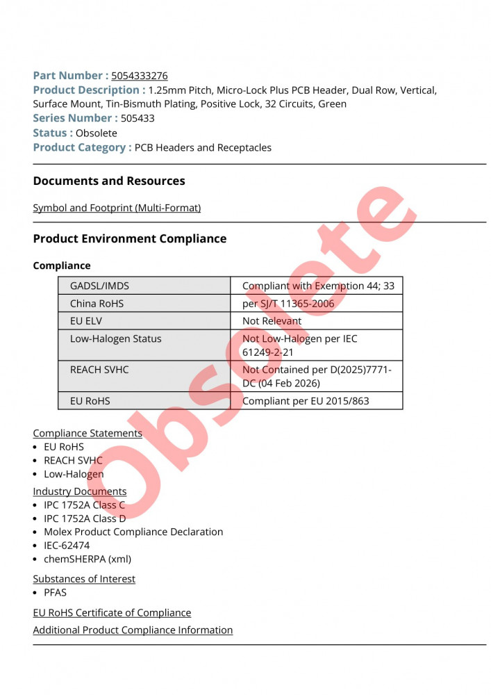 Technical document page 1 for product 5054333276