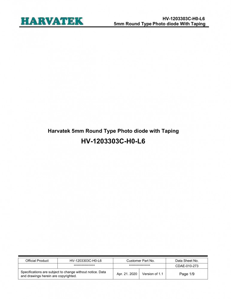 HV-1203303C-H0-L6 datasheet page 1