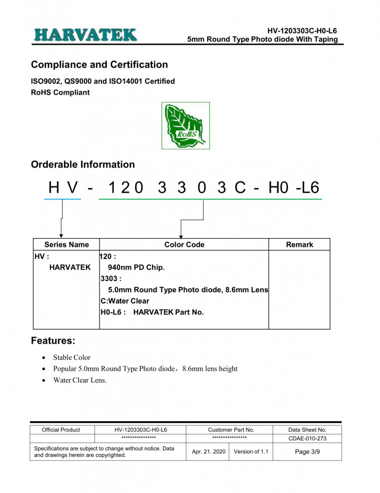 HV-1203303C-H0-L6 datasheet page 3