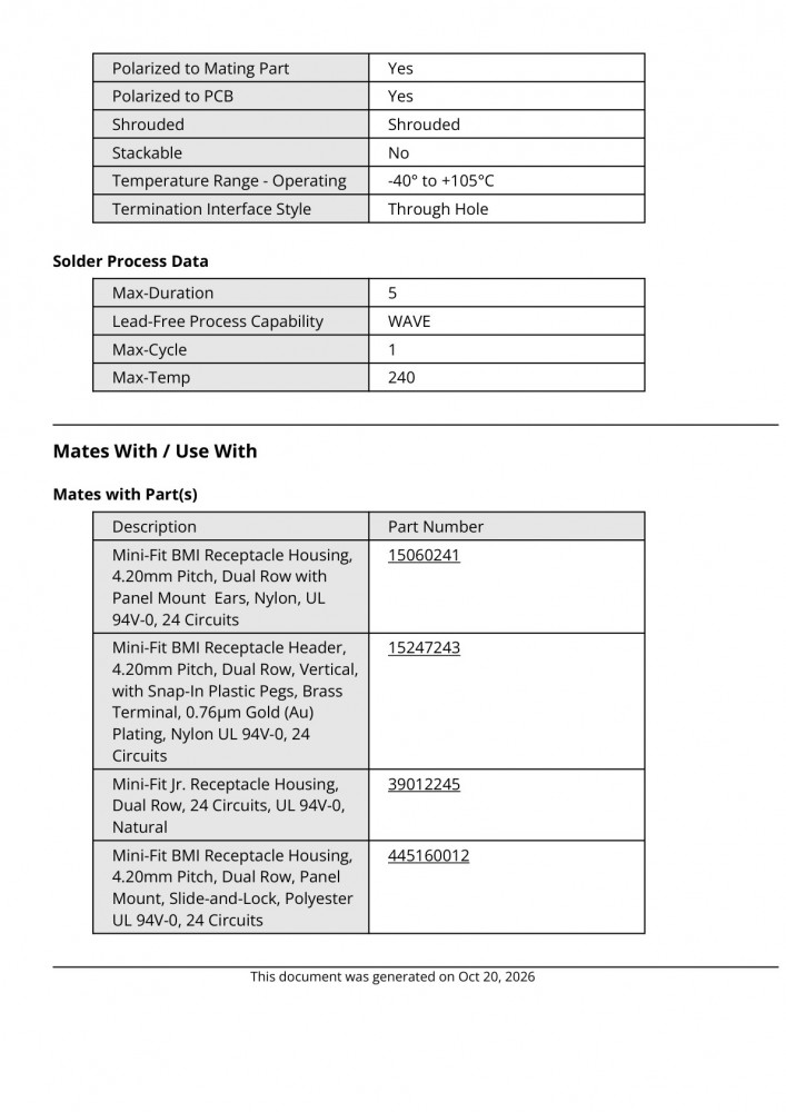 MOLEX MINI-FIT technical document page 4
