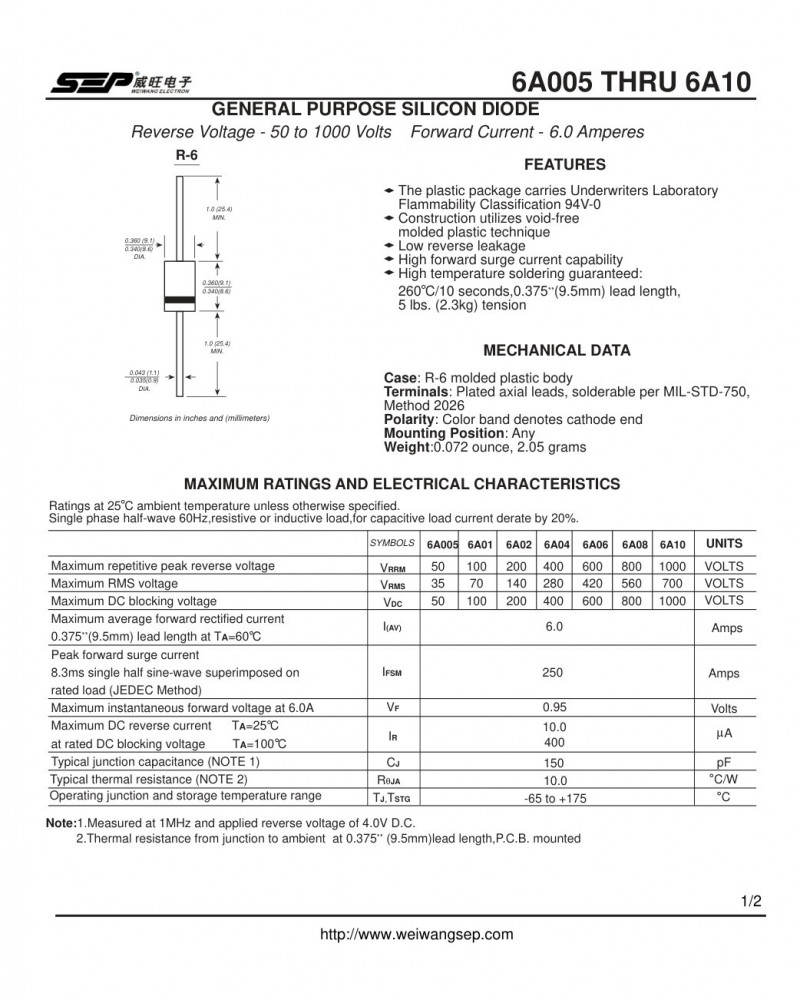 SEP 6A10 datasheet page 1