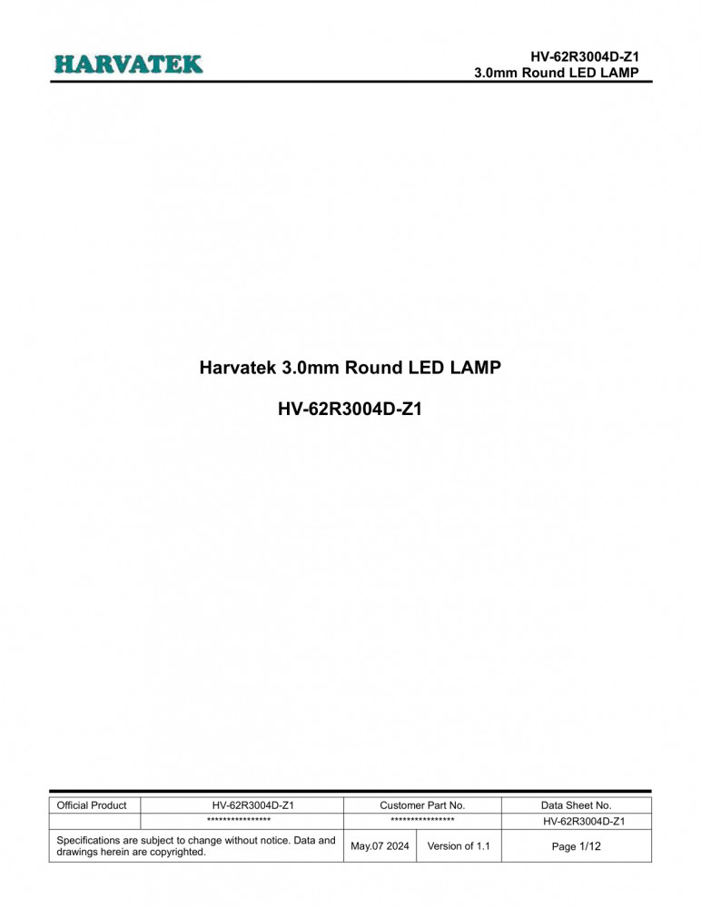 HV-62R3004D-Z1 datasheet page 1