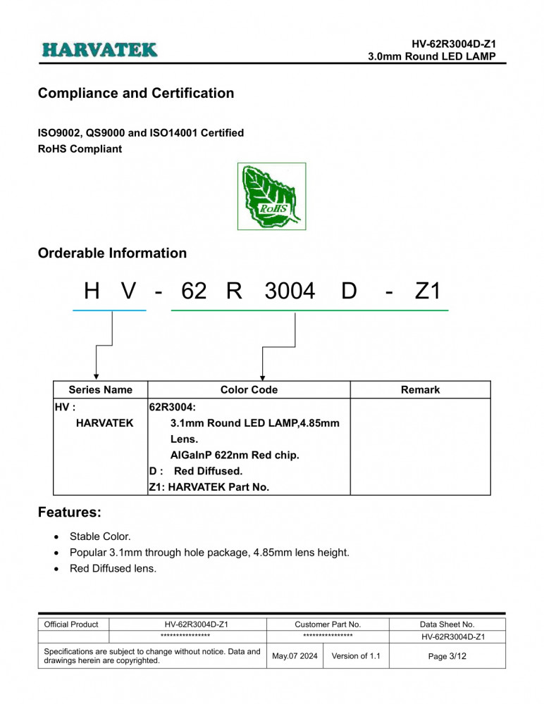 HV-62R3004D-Z1 datasheet page 3
