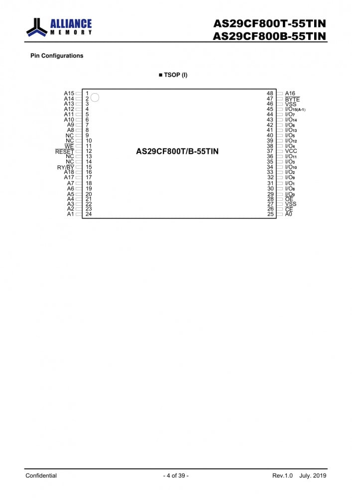 AS29CF800B-55TIN datasheet page 4