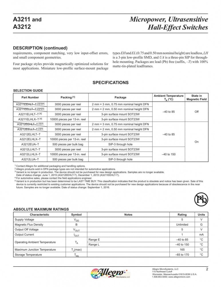 A3212 datasheet page 2