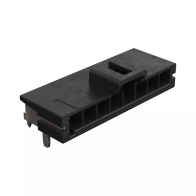 Ultra-Fit Right-Angle Header with Solder Nail, 3.50mm Pitch, Single Row,  8 Circuits, 0.38µm Gold (Au) Plating, Black, Glow-Wire Capable, Tray for sale