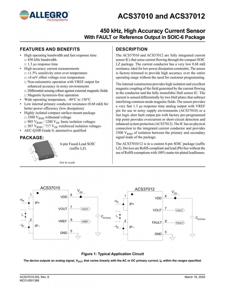 ACS37010 datasheet page 1